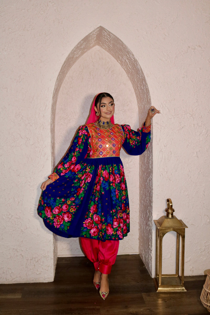 Morsal Afghan Kuchi Dress (royal blue) – Mali Boutique